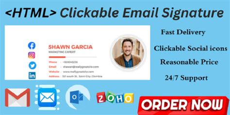 Create Custom Html Email Signature Clickable Social Icons By