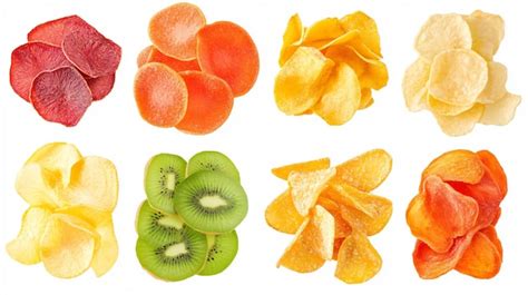 Assorted Fruit Chips On White Background Premium Ai Generated Image