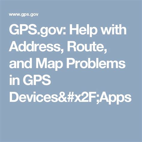 Gps Troubleshooting Address Route And Map Problems