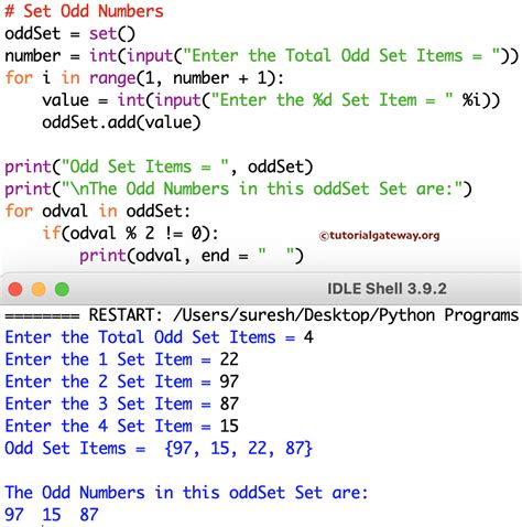 Python Program To Print Odd Numbers In Set