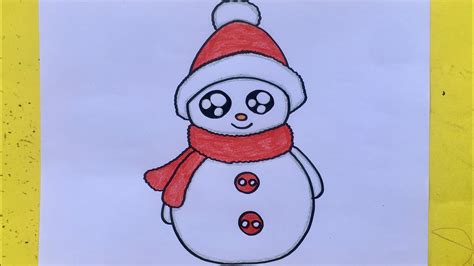 تعليم الرسم للأطفالرسم رجل الثلج للأطفالcute Snow Man Drawing Easy