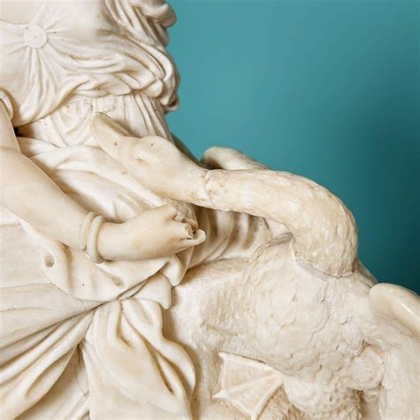 Antique Italian Alabaster Sculpture Of Leda And The Swan For Sale At
