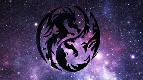 Black And Purple Yin Yang Dragon Wallpaper Twin Dragons Enlighted Yin
