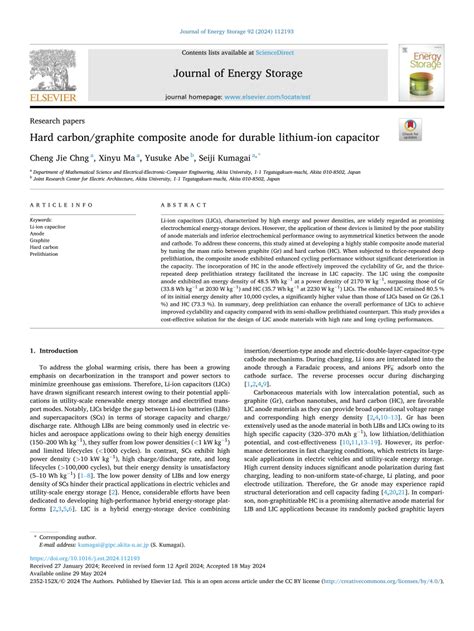 Pdf Hard Carbon Graphite Composite Anode For Durable Lithium Ion