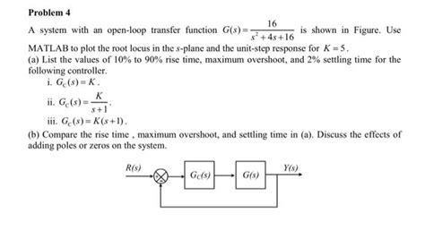 Solved A System With An Open Loop Transfer Function Chegg Com