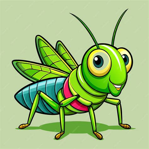 Vibrant Cute Grasshopper Character Design For Blog Posts Premium Ai