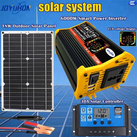 Joyuhon Solar Power Inverter System 6000w Car Power Inverter With 18w Solar Panel And 30a