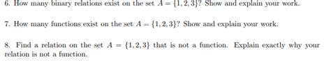 Solved How Many Binary Relations Exist On The Set A Chegg