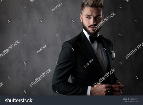 Sexy Businessman Wearing Black Tuxedo Standing Stock Photo Shutterstock