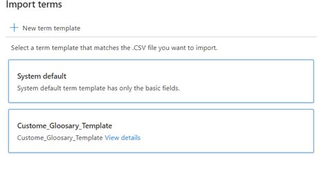 Purview Glossary Template Custom Template Selection Always Includes