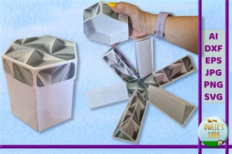 exploding hexagon with triangular boxes · creative fabrica
