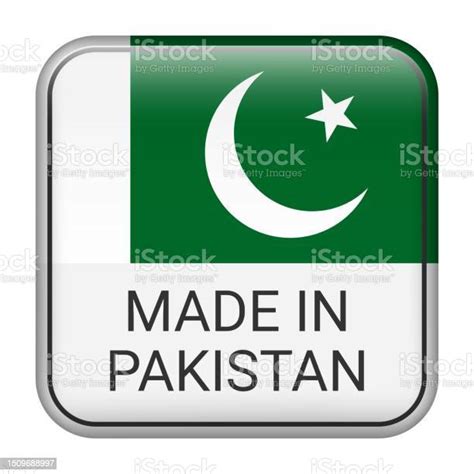 파키스탄 배지 벡터로 제작되었습니다 별과 국기가있는 스티커 흰색 배경에 고립 된 표지판 개념 기호에 대한 스톡 벡터 아트 및