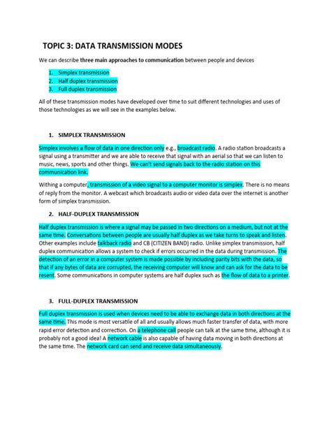 Data Transmission Modes Explained Pdf Duplex Telecommunications