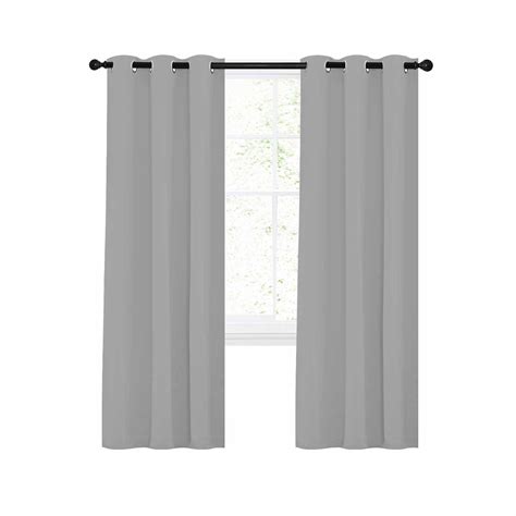 Grey Blackout Curtains 45 Inches Long For Bedroom Modern Pure Gray
