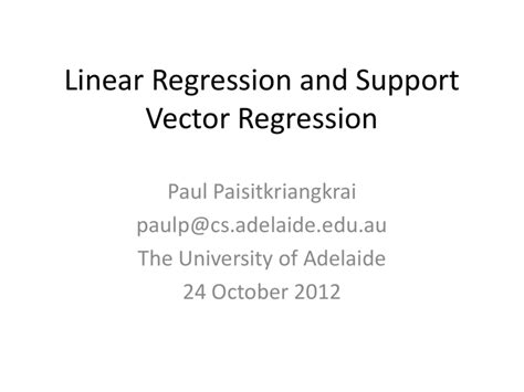 Linear Regression And Support Vector Regression