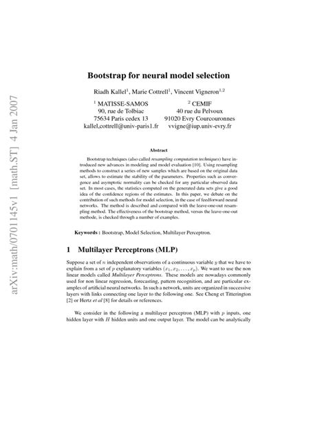 bootstrap for neural model selection deepai