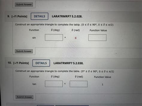 Solved Construct an appropriate triangle to complete the | Chegg.com