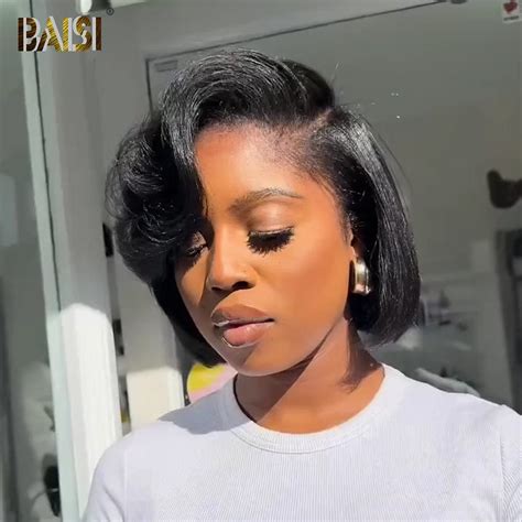 Baisi Sexy Silk Kinky Side Part Short Bob Wig Baisi Hair