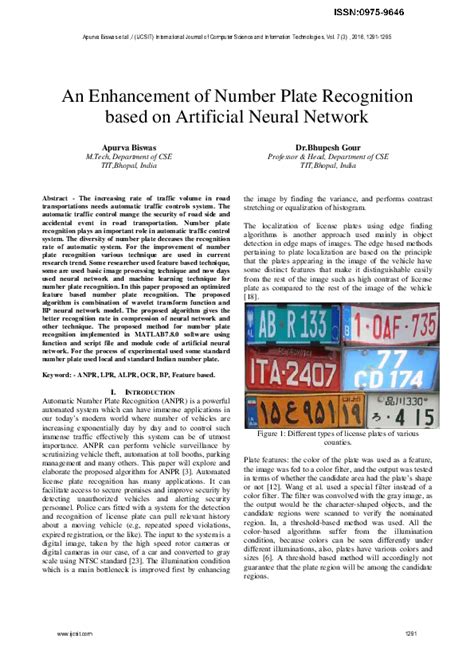 Pdf On Enhancement Of Number Plate Recognition Based On Artificial
