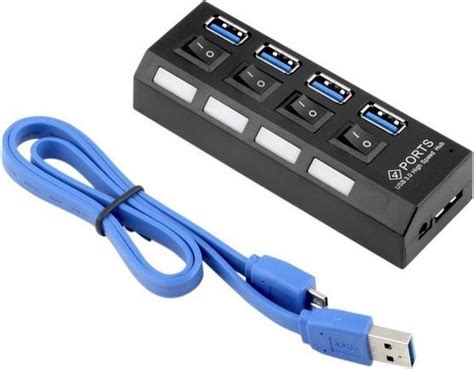 Bol Com USB 3 0 Hub Station Met 4x USB Aansluiting USB Kabel Zwart