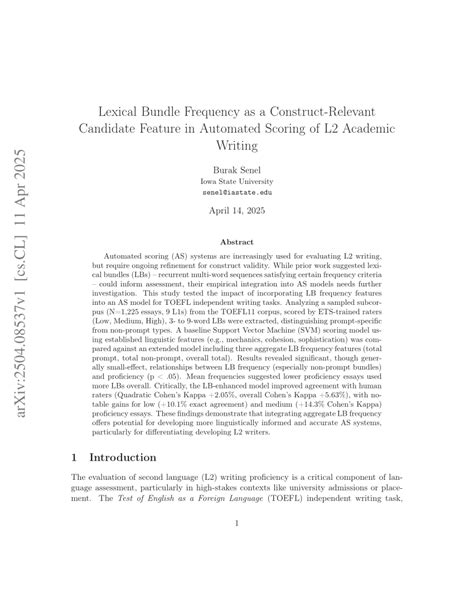 Pdf Lexical Bundle Frequency As A Construct Relevant Candidate