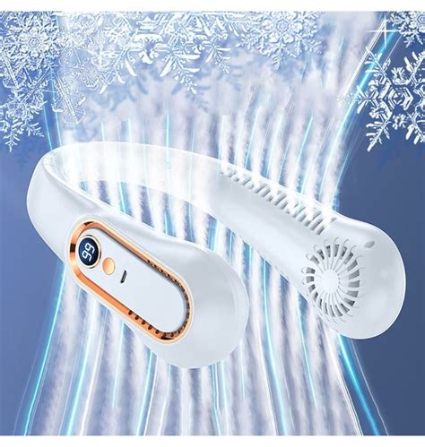 Neckbreeze 넥브리즈 넥 팬 5가지 속도 조절 가능한 쿨링 웨어러블 블레이드리스 충전식 개인용 티몬