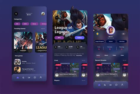 Game Stream app - UI Design on Behance