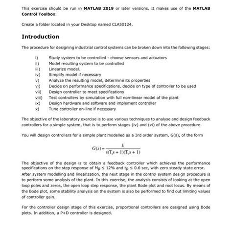 This Exercise Should Be Run In Matlab 2019 Or Later