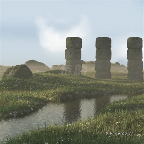 Blender布的 Blender户外场景草地景观 Blender布的