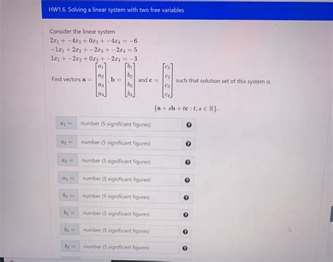 Solved HW Solving A Linear System With Two Free Chegg Com