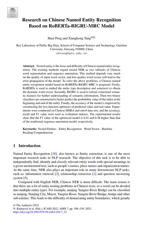 Pdf Research On Chinese Named Entity Recognition Based On Roberta Bigru Mrc Model