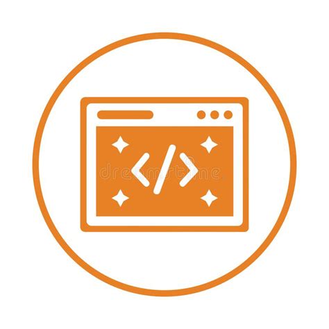 Clean Coding Code Icon Orange Vector Sketch Stock Vector