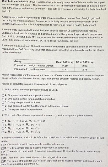 Solved Distribution Of Adipose Tissue Adipose Tissue Is Chegg