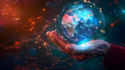 Woman Hand Holding Global Network Connection Internet Communication Wireless Connection