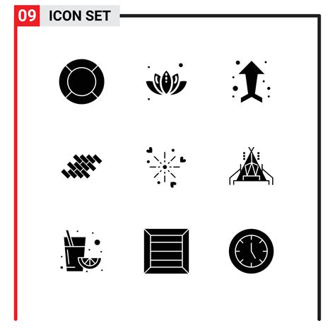 9 Universal Solid Glyph Signs Symbols Of Construction Tile Tree Repair Direction Editable Vector