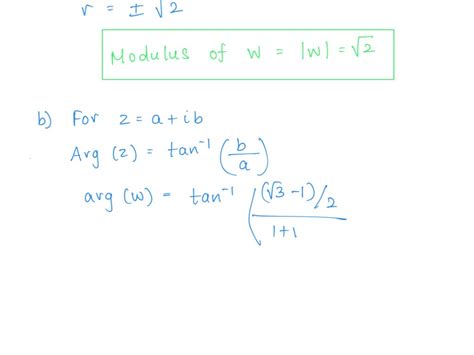 2a consider the complex numbers z1 1 âˆš3i z2 1 i and w