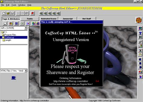 Coffeecup Html Editor 33 In 1996 Web Design Museum
