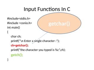 Concept of Input Functions In C Language | PPTX | Programming Languages ...