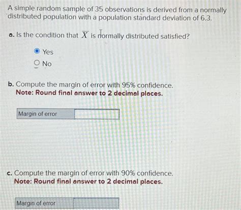Solved A Simple Random Sample Of Observations Is Derived Chegg