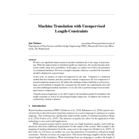 Machine Translation With Unsupervised Length Constraints Acl Anthology