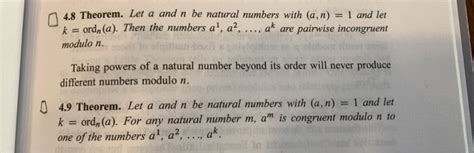 Solved 4 8 Theorem Let A And N Be Natural Numbers With Chegg Com
