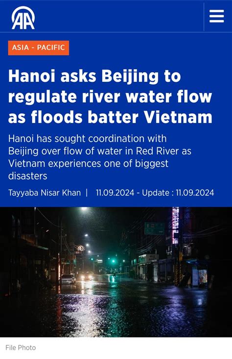 Hanoi Asks Beijing To Regulate River Water Flow As Floods Batter