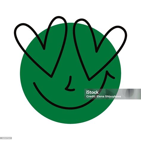 하트 눈과 미소가 있는 이모티콘 사랑과 기쁨을 표현하는 얼굴 만화 스타일 트렌디한 현대 벡터 일러스트레이션은 흰색 배경 손으로 그린 평면 디자인에 분리되어 있다 감정에 대한