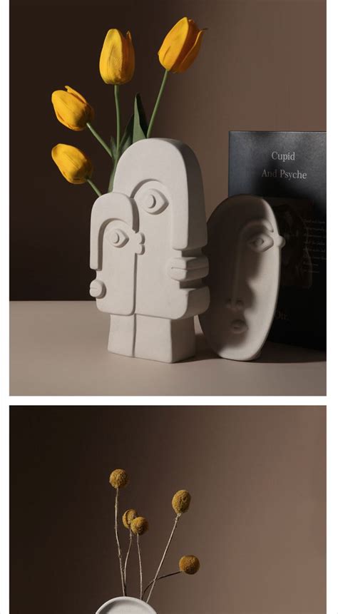 Креативная керамическая ваза в скандинавском стиле Ins сушеные цветы вазы для лица цветочные