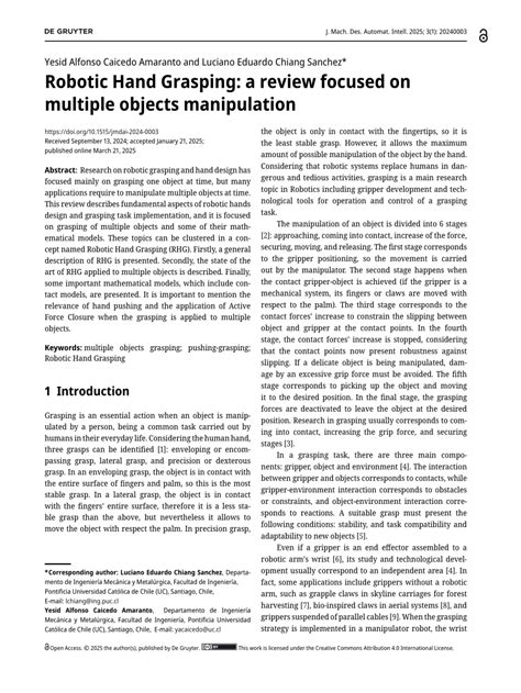 pdf robotic hand grasping a review focused on multiple objects