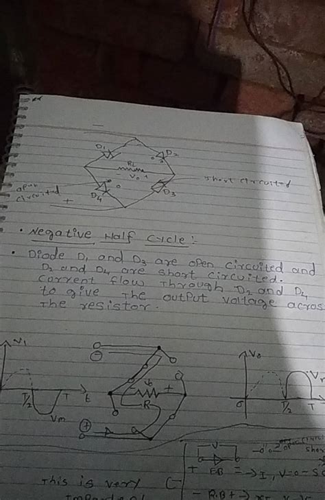 negative half cycle diode d1 and d3 are open circuited and d2 an