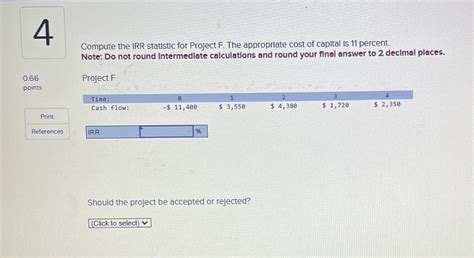 solved compute the irr statistic for project f the