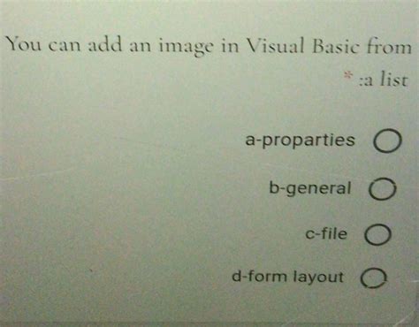 Solved You Can Add An Image In Visual Basic From A List Chegg