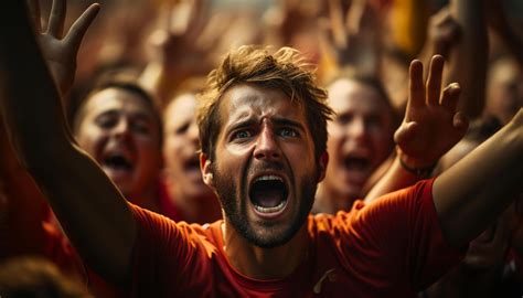 Ai Generated A Group Of Sports Fans Cheering And Celebrating Generated