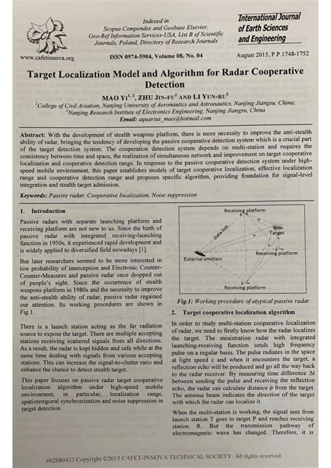 Pdf Target Localization Model And Algorithm For Radar Cooperative Detection